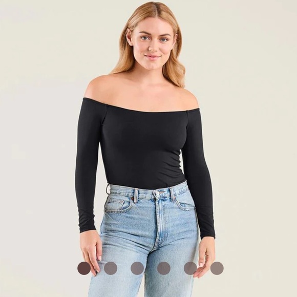 nuuds | Tops | Nuuds Black Off The Shoulder Bodysuit | Poshmark
